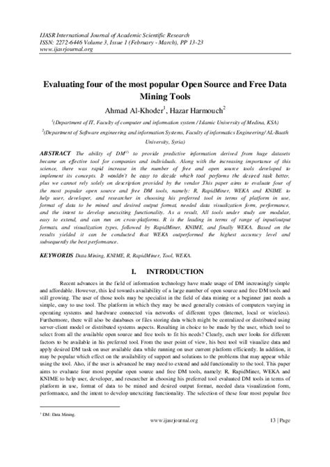 Pdf Evaluating Four Of The Most Popular Open Source And Free Data