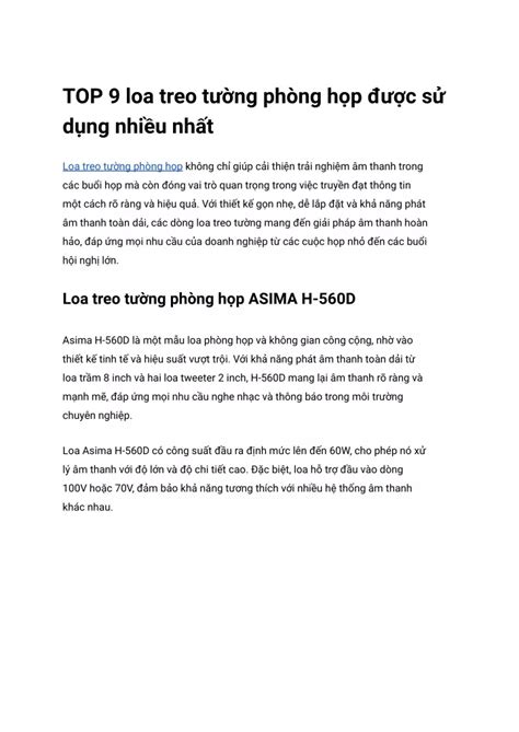 PPT TOP 9 loa treo tường phòng họp được sử dụng nhiều nhất PowerPoint Presentation ID 13375132