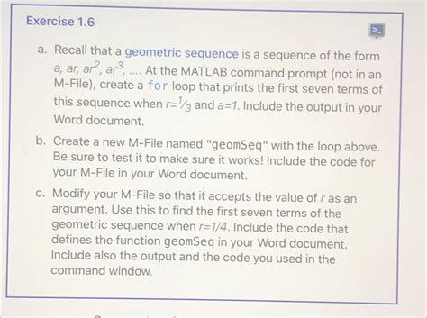 Solved Exercise 1 6a Recall That A Geometric Sequence Is A Chegg Com