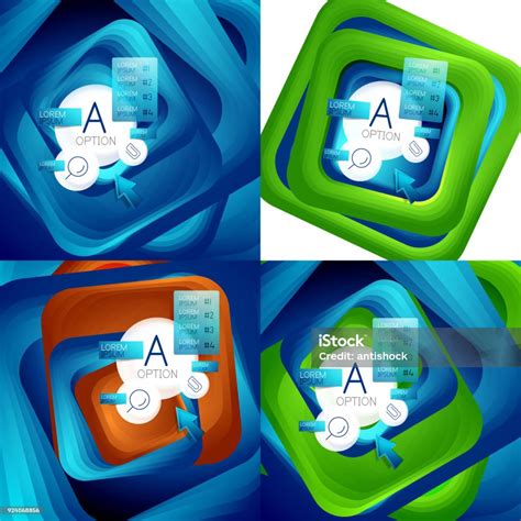 회전 하는 소용돌이 평방 배경 스테핑 샘플 Infographics 또는 슬로건 혼합 효과와 색상 사각형의 집합입니다 비즈니스 프레 젠 테이 션 템플릿 3차원 형태에 대한