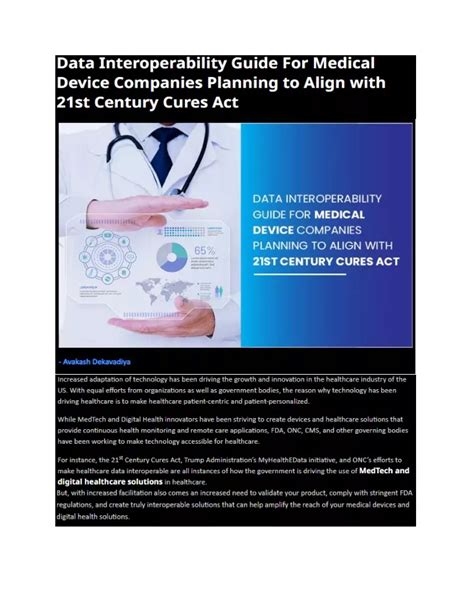 Ppt Data Interoperability Guide For Medical Device Companies Planning To Align With 21st