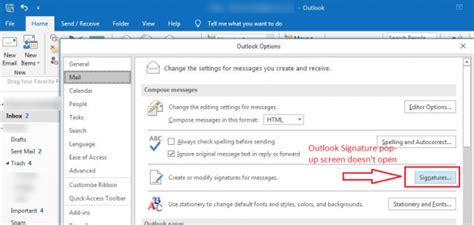 Fix Signature Button Not Working In Outlook 2019 2016 365 Windows Os Hub