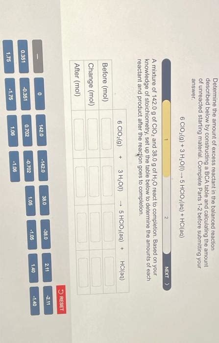 Solved Determine The Amount Of Excess Reactant In The Chegg