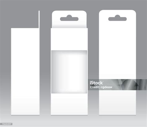 매달려 상자 흰색 창 모양은 포장 템플릿 공백을 잘라 디자인 제품 패키지 선물 상자 화이트 박스 포장 종이 크래프트 카드 보드