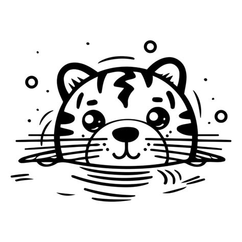 귀여운 호랑이 ⁇ 바탕에 고립된 손으로 그린 ⁇ 터 일러스트레이션 프리미엄 Ai 생성 벡터