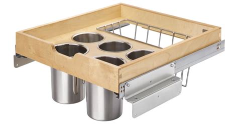 Rev A Shelf WDUT SC SM Wood Classics W Soft Close Pull Out Base Cabinet Utensil