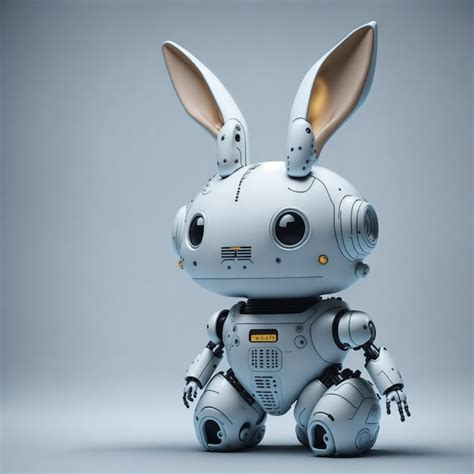 Premium Ai Image White Cute Robot Rabbit