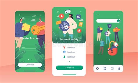 Internet Safety Mobile App Page Onboard Screen Template Computer Security Privacy Data