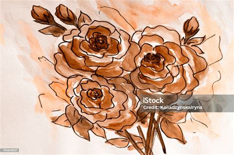 꽃 수채화 그림 아름 다운 장미입니다 수채화 꽃 그림입니다 디자인 또는 인쇄를 위한 꽃 배경의 손으로 그린 그림 청첩장