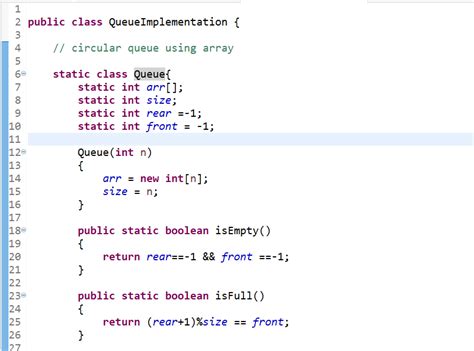 Circular Queue In Java Using Arrays