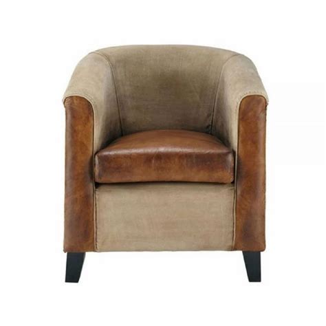 Wooden Espano Canvas Accent Leather Chair With Armrest At ₹ 18921