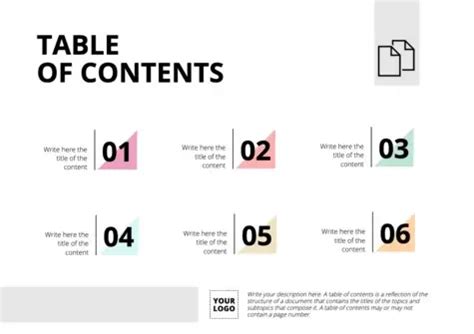 Table Of Contents Design Templates