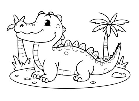 Vetores E Ilustrações De 100 Desenhos Dinossauros Fofos Colorir😽
