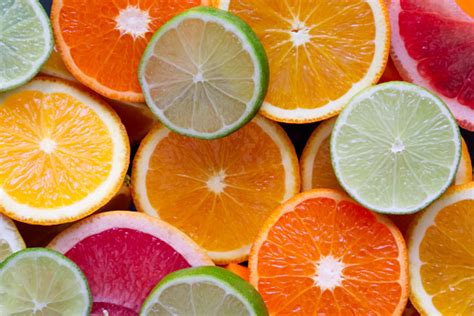 다양한 크기와 색상의 얇게 썬 감귤류 과일 평면도 플랫 레이 각얼음에 대한 스톡 사진 및 기타 이미지 각얼음 감귤류 과일 개체 그룹 Istock