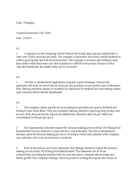 C081 Task 1 Cp Passed Task 1 On First Try Task 1 Template Course Assessment Code D Date 12