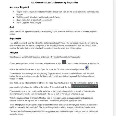 Solved D Kinematics Lab Understanding Projectiles Chegg