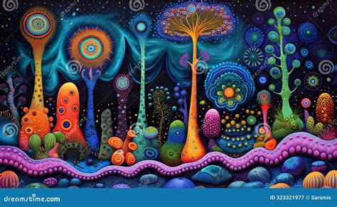 Vibrant Abstract Organic Structures With Bold Colors And Intricate Textures Stock Illustration