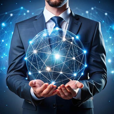 Businessman Holding Blockchain Technology And Big Data Network