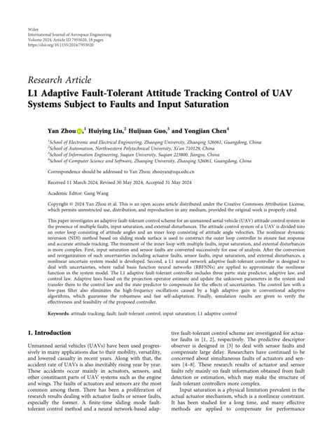 Pdf L1 Adaptive Fault Tolerant Attitude Tracking Control Of Uav