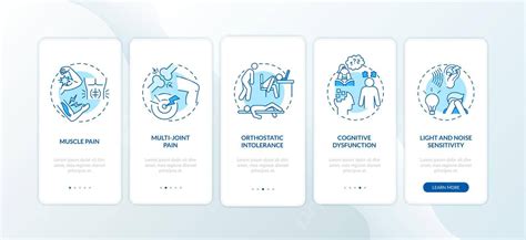 onboarding mobile app page screen with concepts for cfs symptoms vector