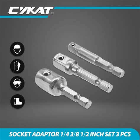 Jual Socket Adaptor 1 4 3 8 1 2 Inch Set 3 Pcs Adapter Hex Shank 6mm 1 4 Adaptor Socket Set
