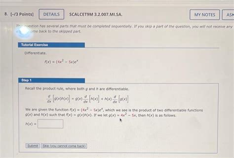 Solved Tutorial Exercise Let F X E G X Where G 0 4 Chegg Com