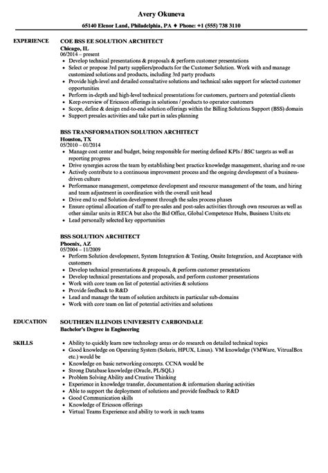 Solution Architect Bss Resume Samples Velvet Jobs