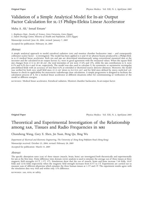 Pdf Validation Of A Simple Analytical Model For In Air Output Factor