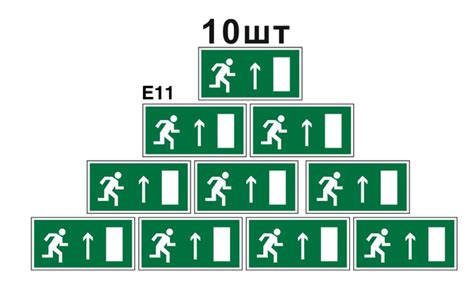 Эвакуационный знак Светящийся фотолюминисцентный Е11 Направление к эвакуационному выходу прямо
