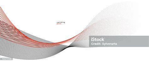 흐르는 사라지는 입자의 물결벡터 추상적 배경 빨간색과 검은 색 매력적인 선이 모션 이완 일러스트레이션 이미지처럼 연기에 점점 3차원 형태에 대한 스톡 벡터 아트 및 기타