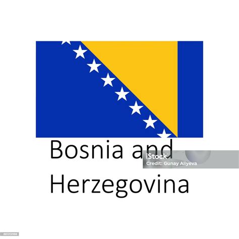 이름 아이콘으로 보스니아의 국기입니다 공식 색상 하 고 올바르게 비율 보스니아 헤르체고비나의 국기 벡터 보스니아 헤르체고비나 플래그 벡터 일러스트 아이콘 0명에 대한 스톡