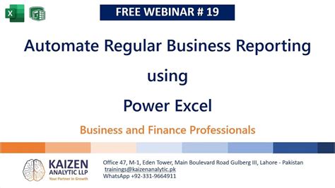Free Webinar 💻 Automate 🚀 Regular Reporting In Power Excel Youtube