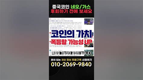 중국코인 네오 가스 후회하기 전에 보세요 네오코인 가스코인 급등코인 Youtube