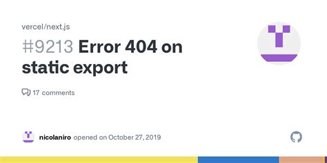 error 404 on static export · issue 9213 · vercel next js · github