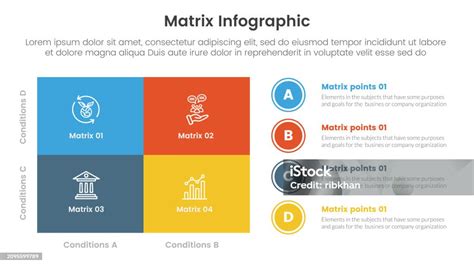 행렬 구조 모델 템플릿 Infographic 템플릿 배너 큰 사각형과 원 윤곽선 스택 수직 4 점 무대 목록 인포그래픽에 대한