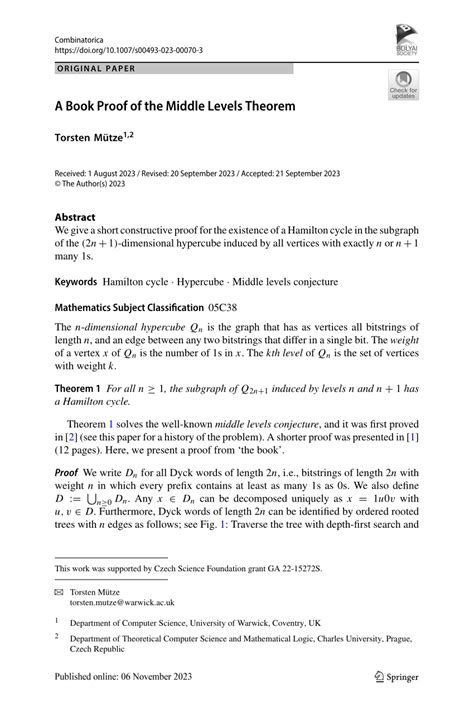 Pdf A Book Proof Of The Middle Levels Theorem