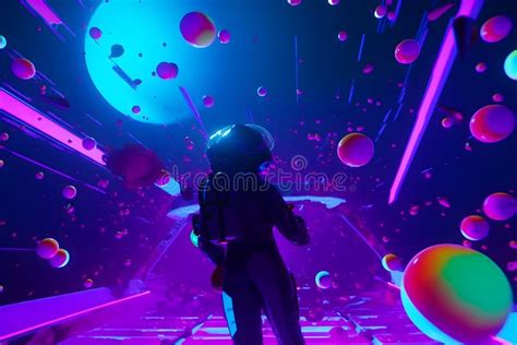 Astronaut And Underwater World Psychedelic Style Neural Network Ai Generated Stock