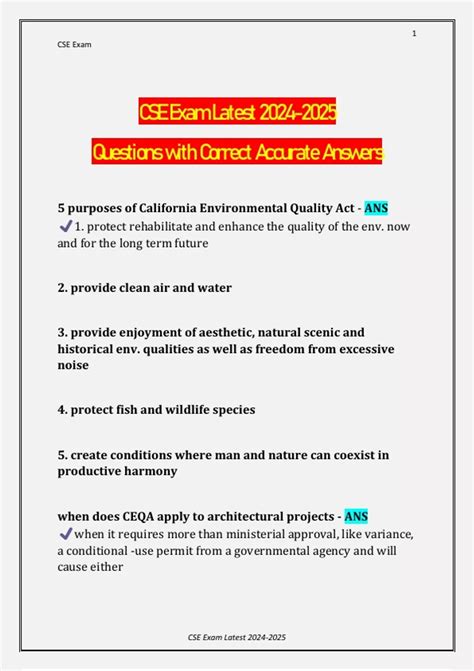 Cse Exam Latest Questions With Correct Accurate Answers Cse Stuvia Us