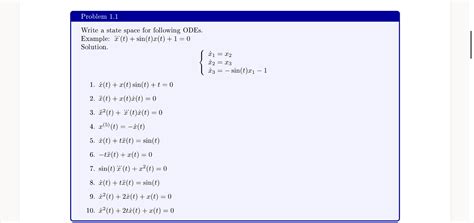 Solved Problem 1 1Write A State Space For Following Chegg Com