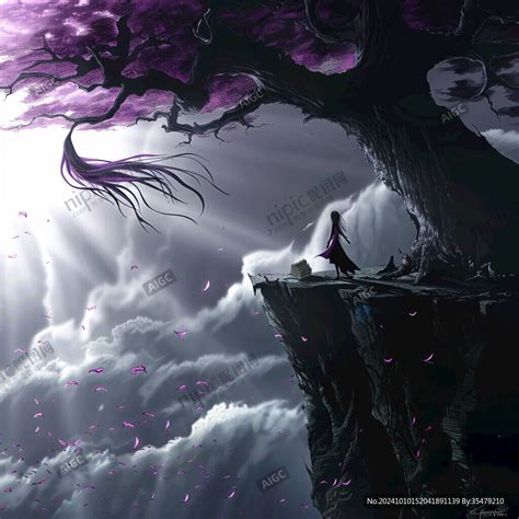 Ai创作图幻想梦境插画 魔幻场景插画 梦幻场景插画 仙境古树插画 梦想象世界梦幻插画 玄幻意境画 仙界之树 超现实主义意境画 紫色森林主题场景 神话风格背景图 幻想小说插图设计手绘 仙境梦境