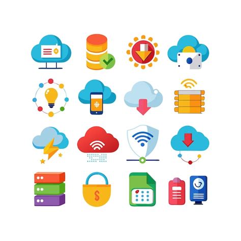 클라우드 및 클라우드 스토리지 아이콘 세트 터 프리미엄 벡터