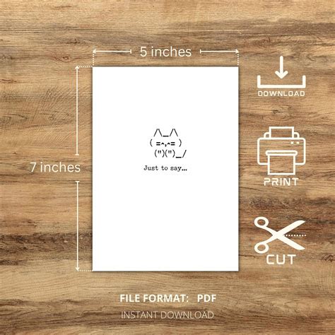 Mixed Folded Greeting Cards 5x7 Ascii Cat Design Pack Of 6 Printable Congratulations Good Luck