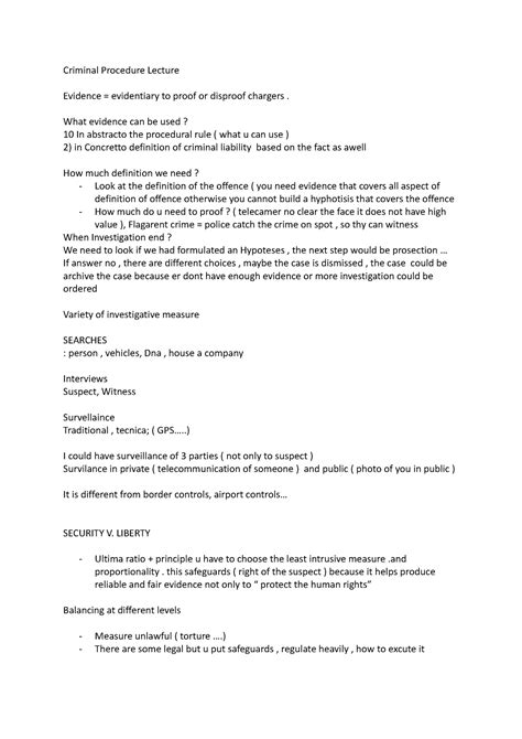Criminal Procedure Lecture Criminal Procedure Lecture Evidence Evidentiary To Proof Or