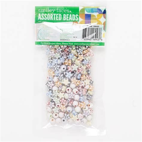 Bead Mix Plastic Opaque Mixed Colors 8mm Round And 9x6mm Star With Smiley Face S Fire
