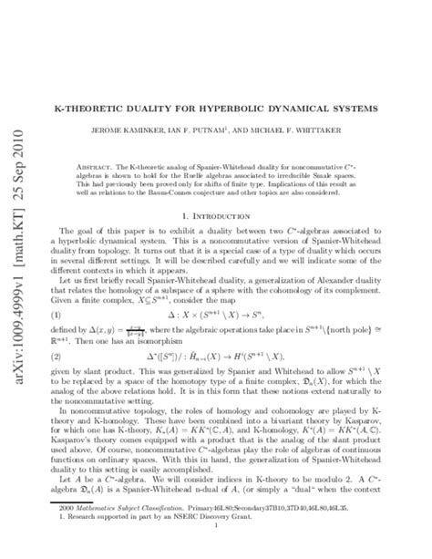 Pdf K Theoretic Duality For Hyperbolic Dynamical Systems