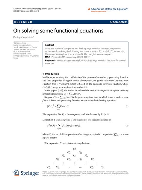Pdf On Solving Some Functional Equations