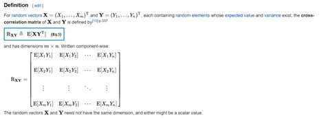 What Is The Formula For The Cross Correlation Between Two Random Vectors Cross Validated