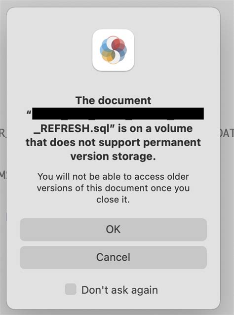 question dialog box volume does not support permanent version storage · issue 727