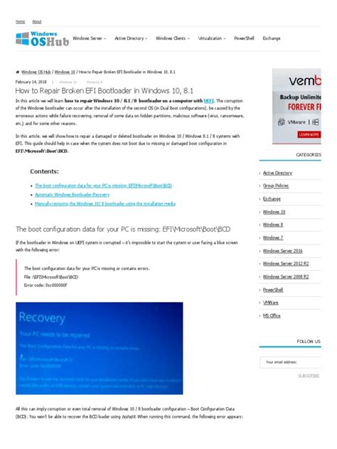 How To Repair Broken Efi Bootloader In Windows 10 81 Windows Os Hub Download Free Pdf