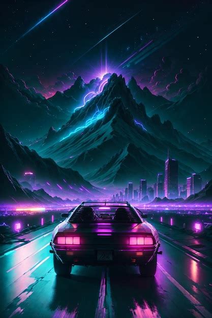 Premium Ai Image Car In Retrowave Style